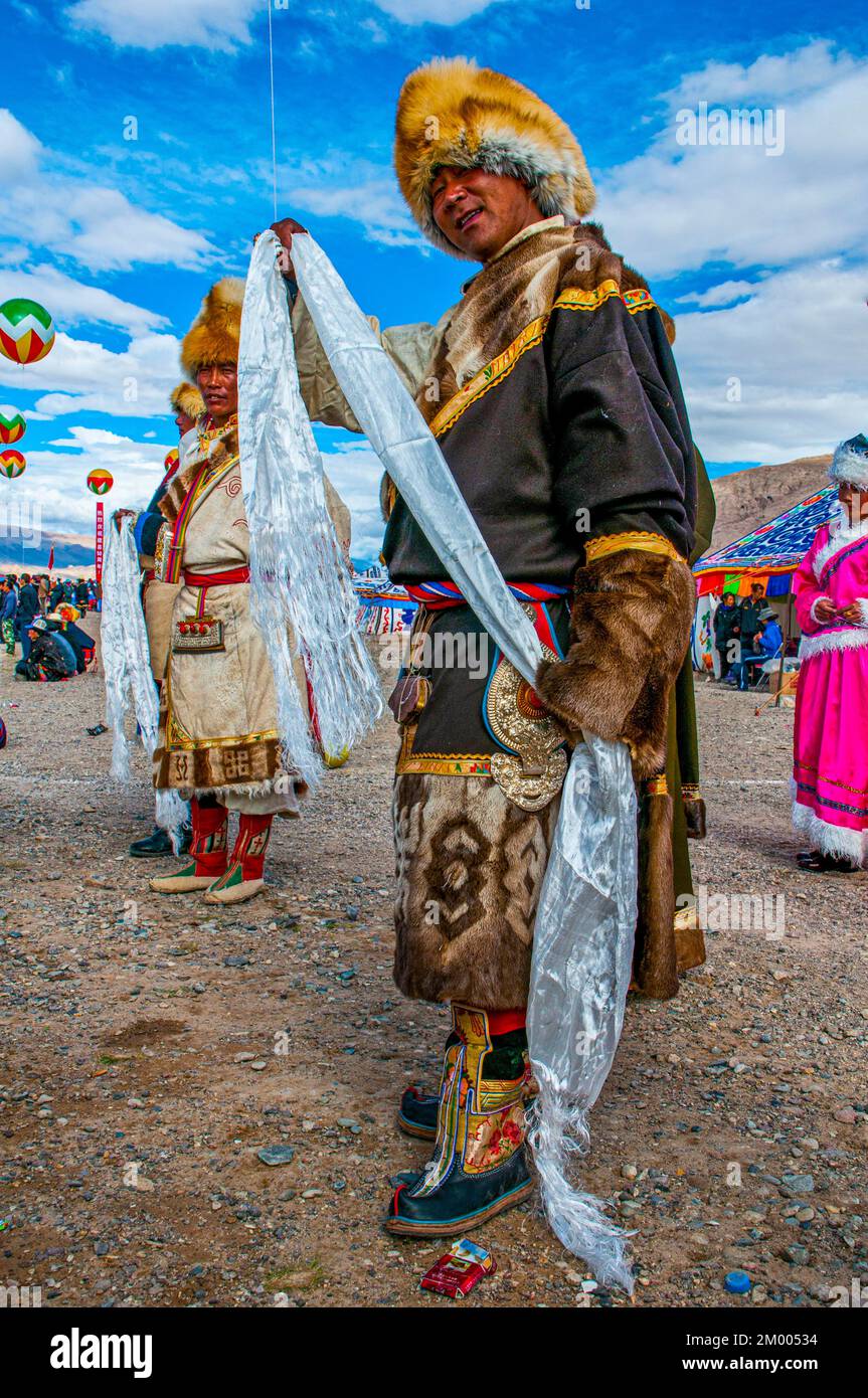 Traditional dressed man on the festival of the tribes in Gerze, Western ...