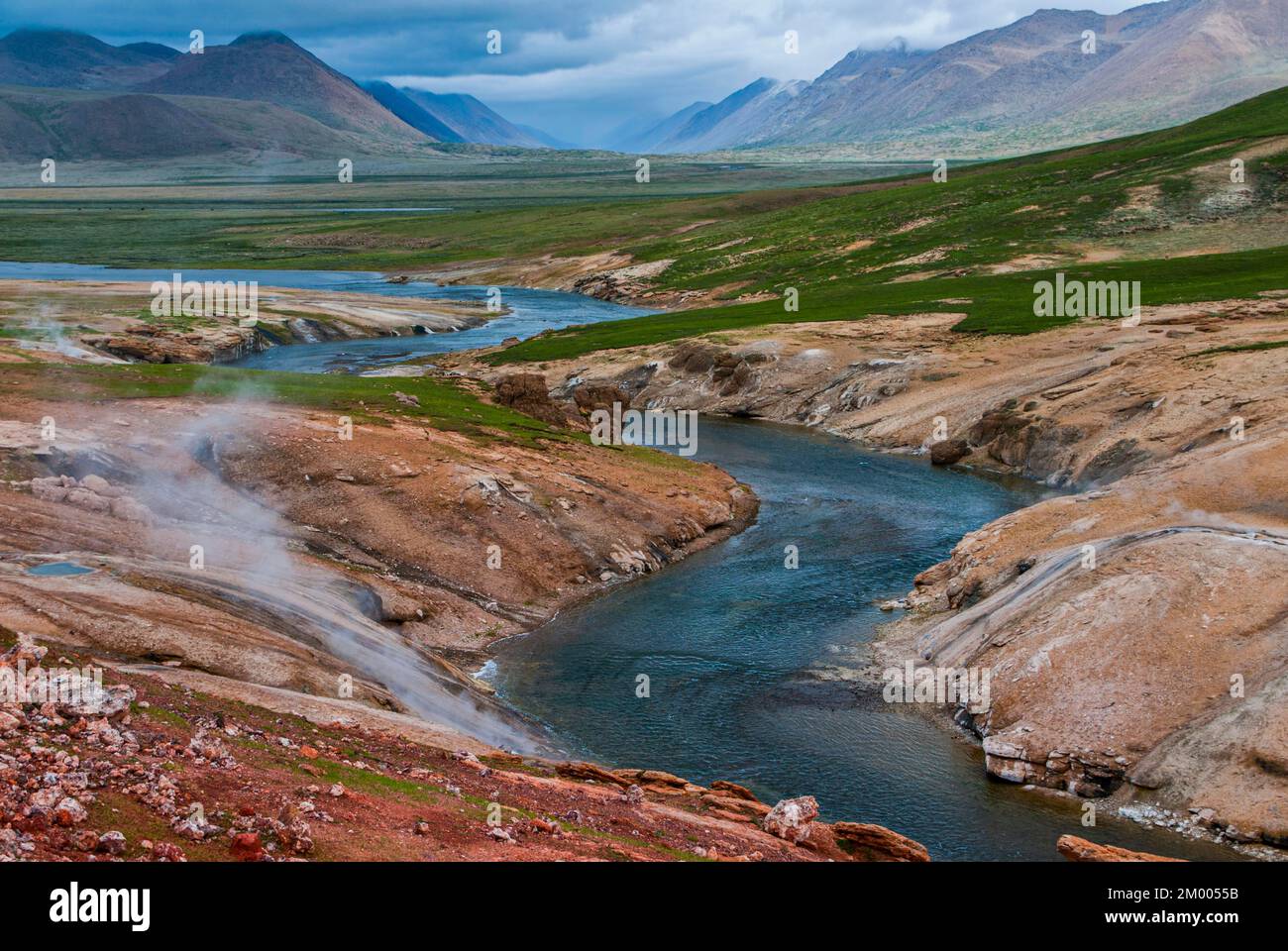 Hot springs along the road from Tsochen to Lhasa, Western Tibet, Asia ...