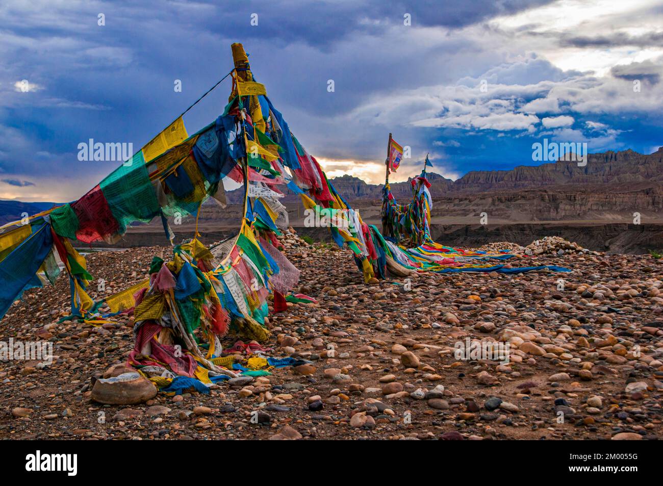 Praying flags, The kingdom of Guge, Western Tibet, Asia Stock Photo - Alamy