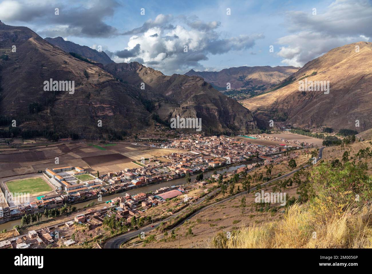 Mirador Taray, view of Pisac, also Pisaq, valley of the Urubamba river ...
