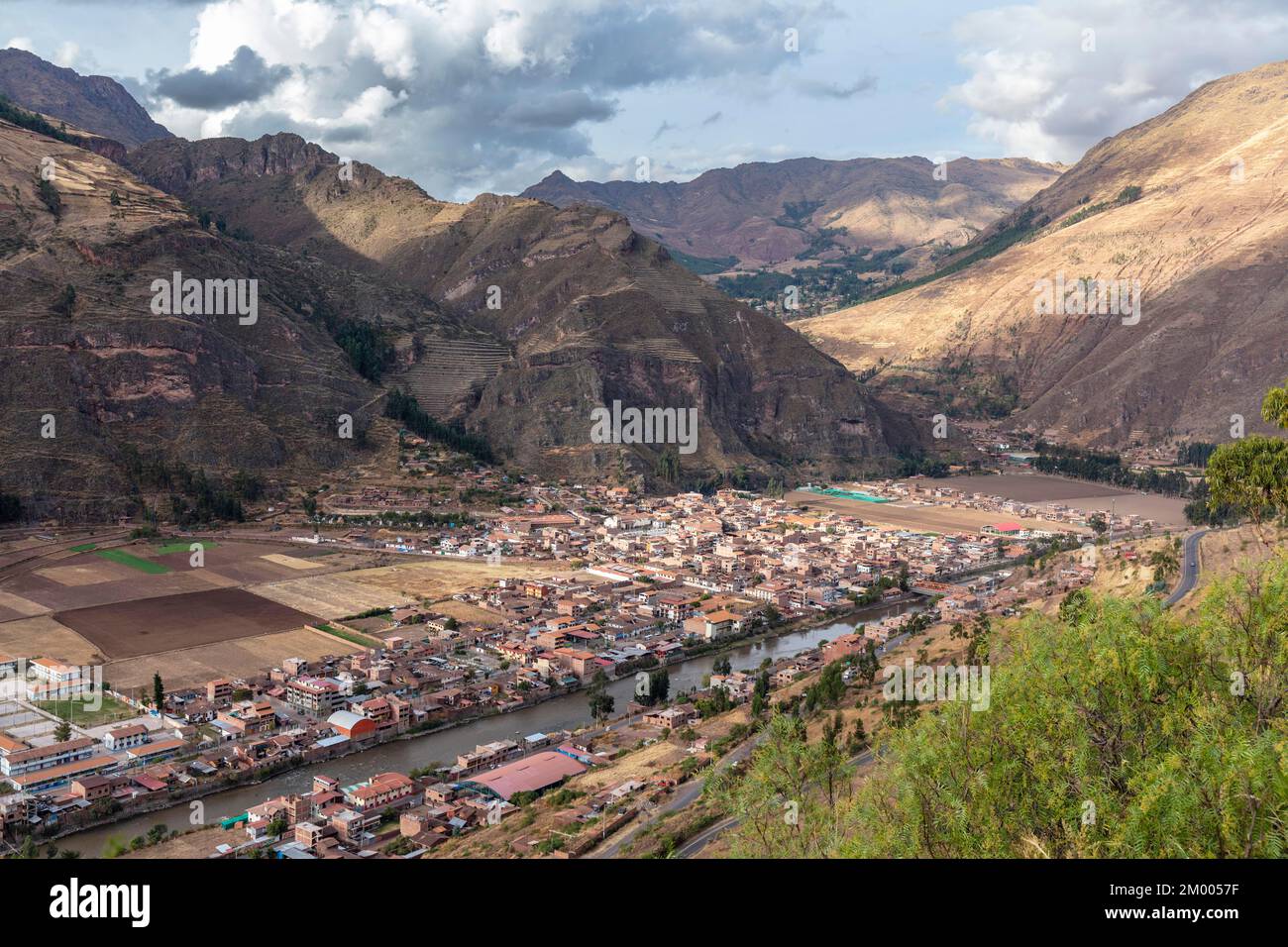 Mirador Taray, view of Pisac, also Pisaq, valley of the Urubamba river ...