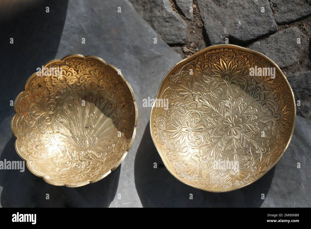 Antique decorative metallic traditional pattern plates Stock Photo - Alamy