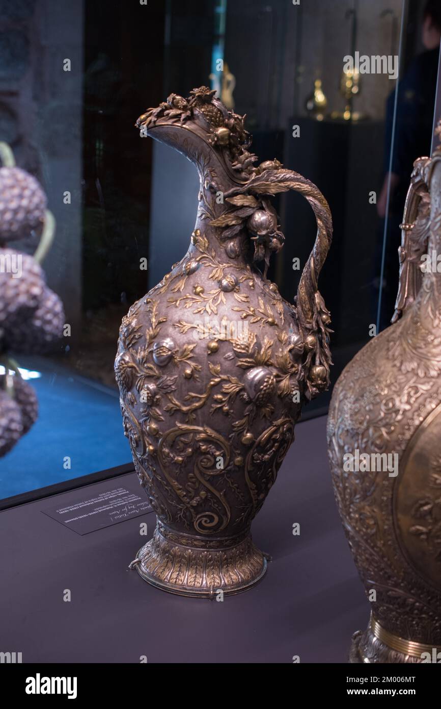 Very old style metal ewer water jar in view Stock Photo - Alamy