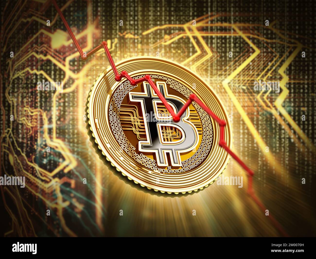 Bitcoin Price Falling concept, Bitcoin digital cryptocurrency on ...