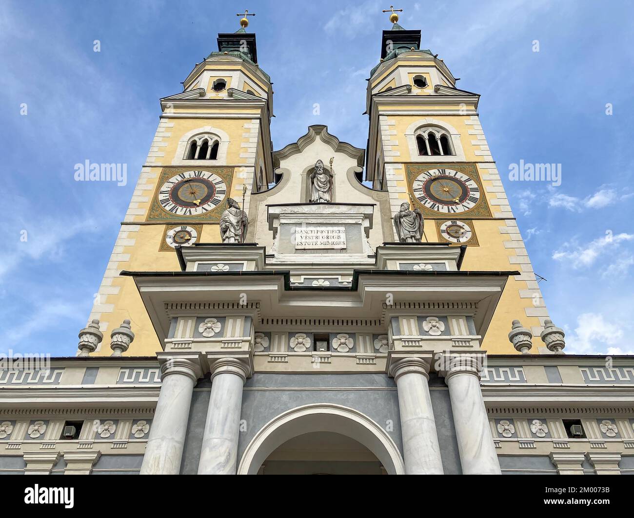 Main portal with twin towers of Bressanone Cathedral Brixen Cathedral ...