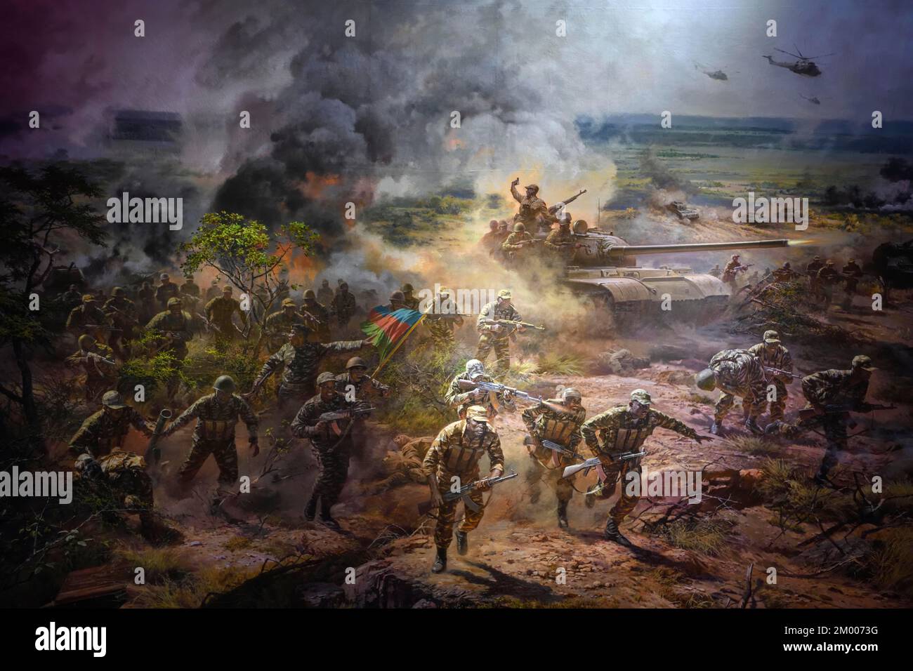 Mural in an exhibition hall of the Independence Memorial Museum ...