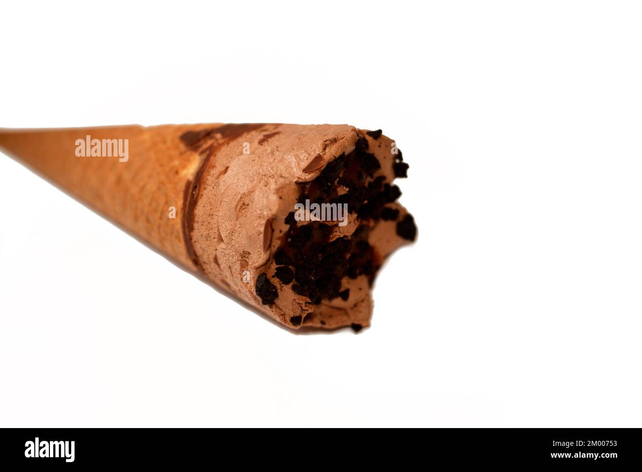 Ice cream of creamy cocoa chocolate cone with topping of chocolate ...