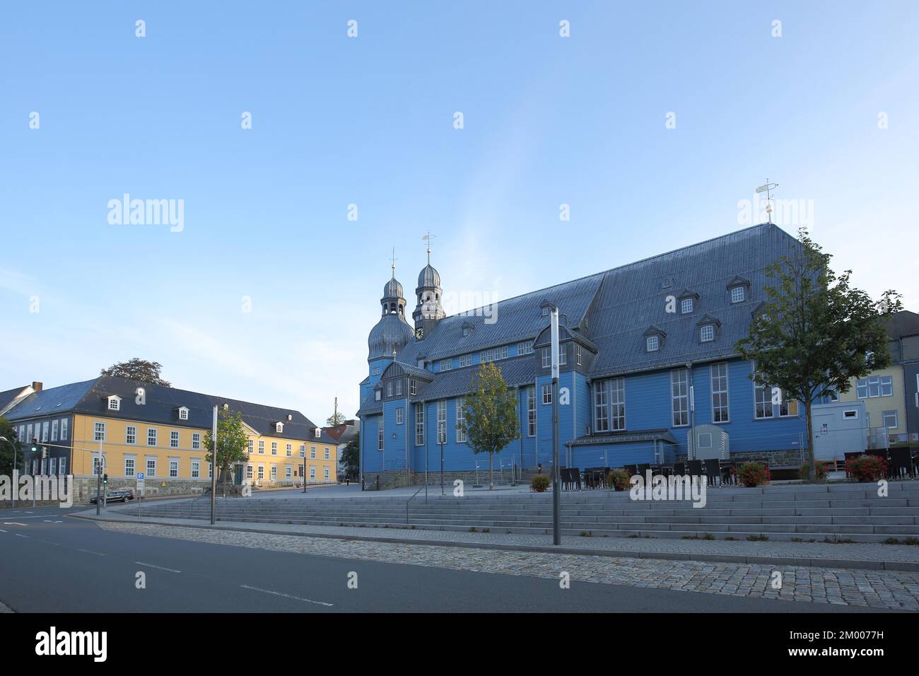 Blue Baroque Market Church, blue, wooden church and upper mining office ...