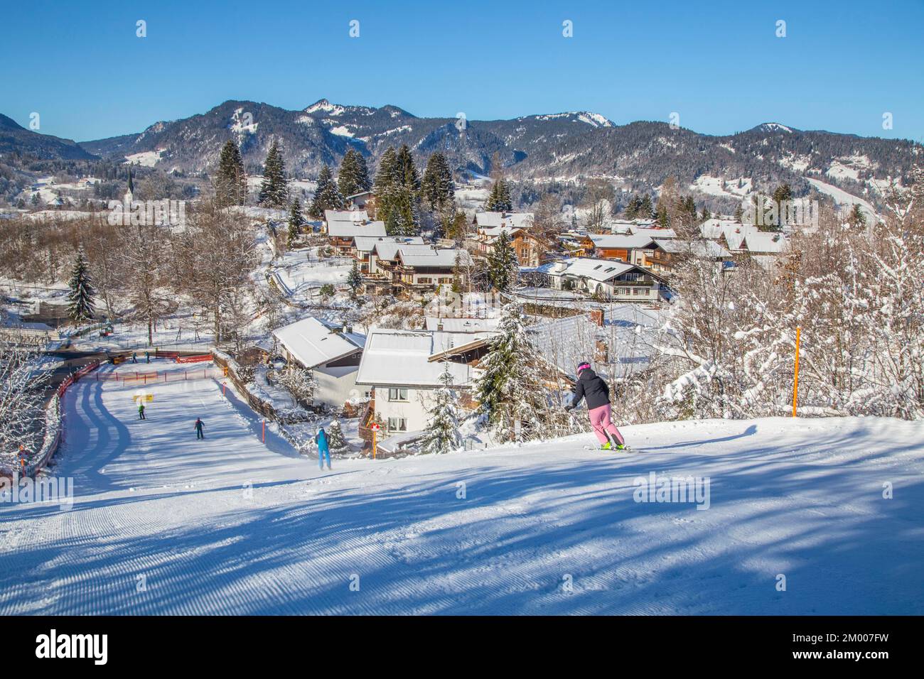 Destination slope, Nebelhorn ski area, Oberstdorf, Upper Allgäu Stock ...