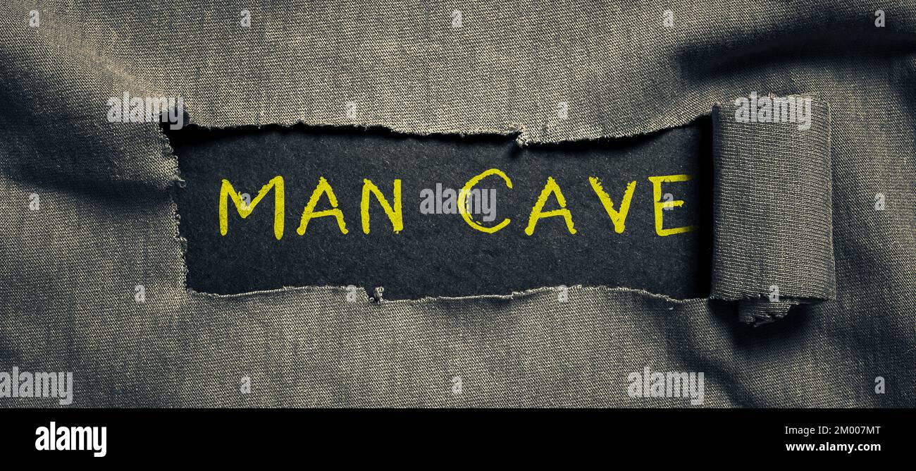 Text showing inspiration Man Cave. Business idea a room, space or area ...
