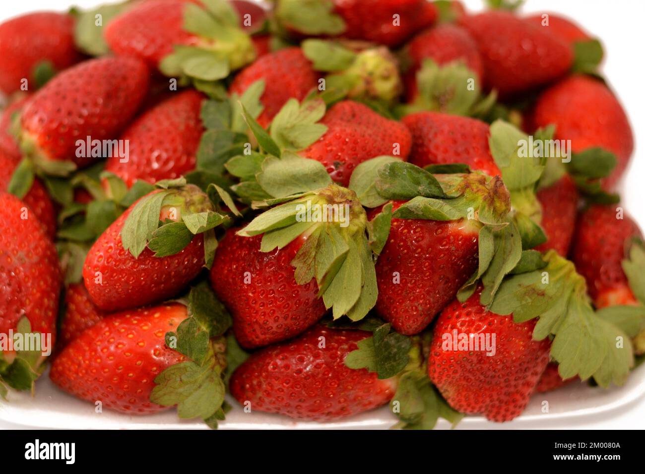 Pile of fresh strawberries fruit, the garden strawberry is a widely ...