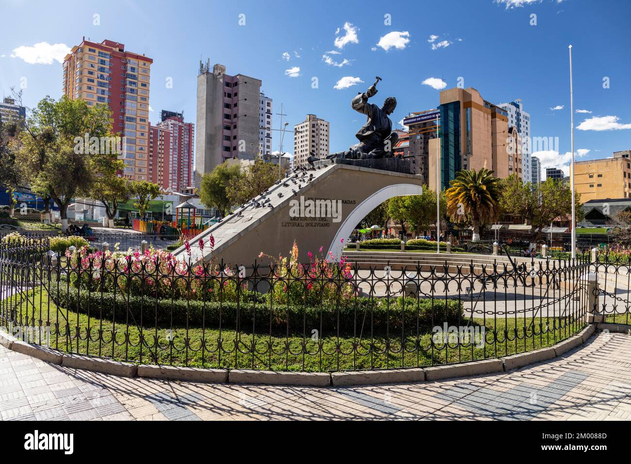Plaza Abaroa with monument to heroes, Pacific War, La Paz, Bolivia ...