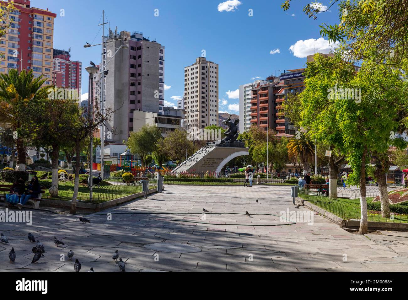 Plaza Abaroa with monument to heroes, Pacific War, La Paz, Bolivia ...
