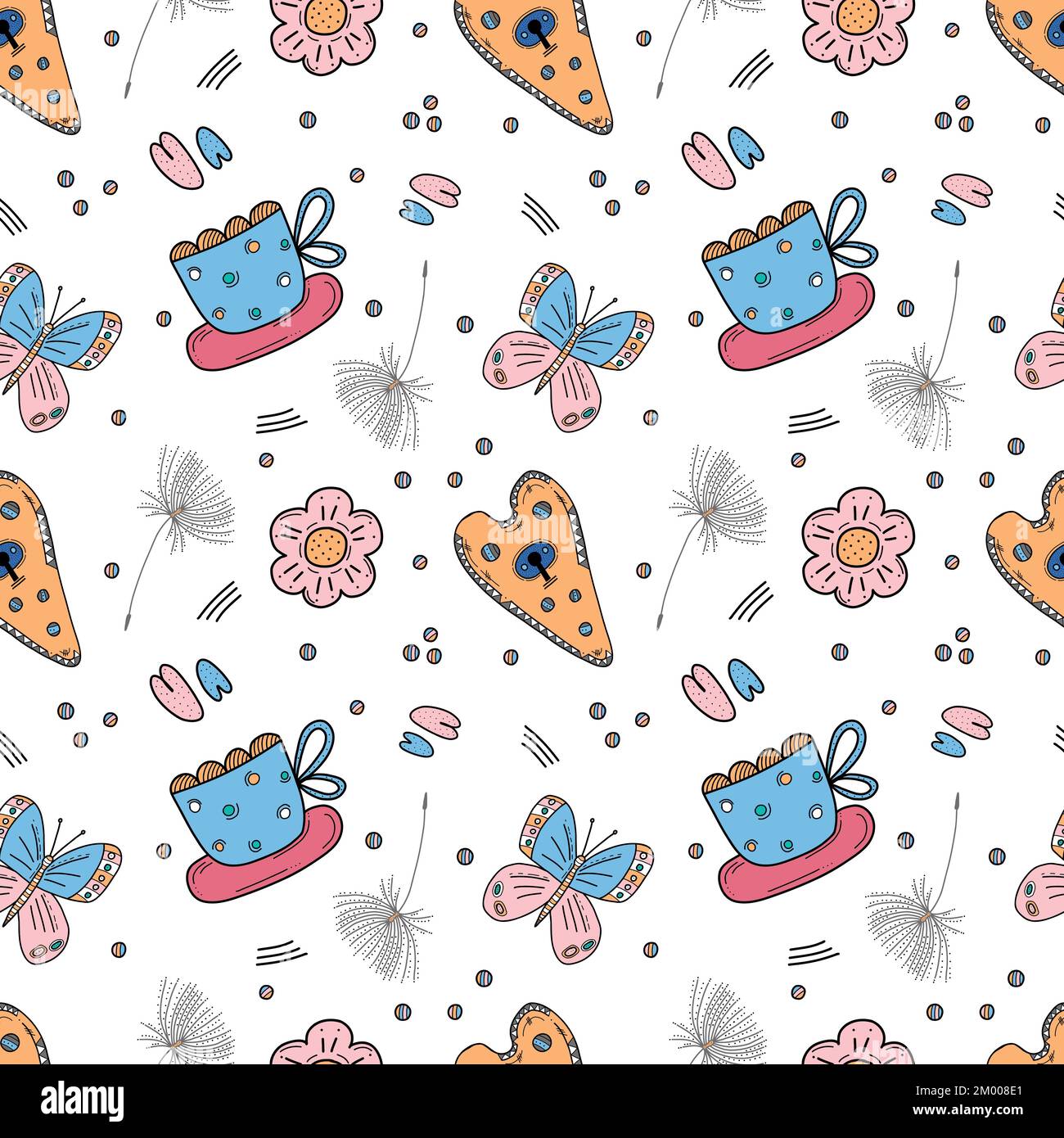 Seamless pattern with design elements for the Valentine s Day holiday ...