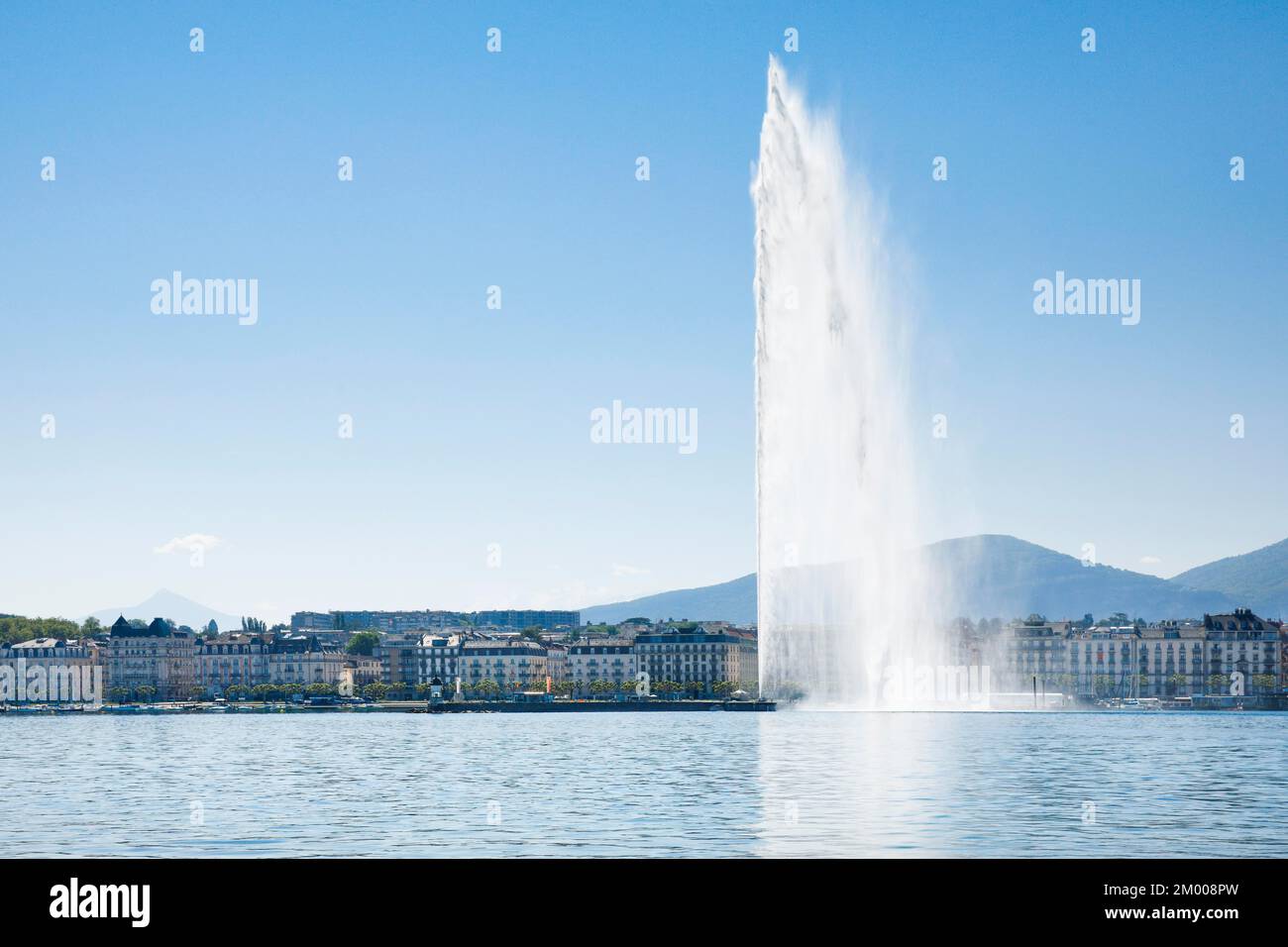 The Jet d'eau, the landmark in the Lake Geneva basin, Canton Geneva ...