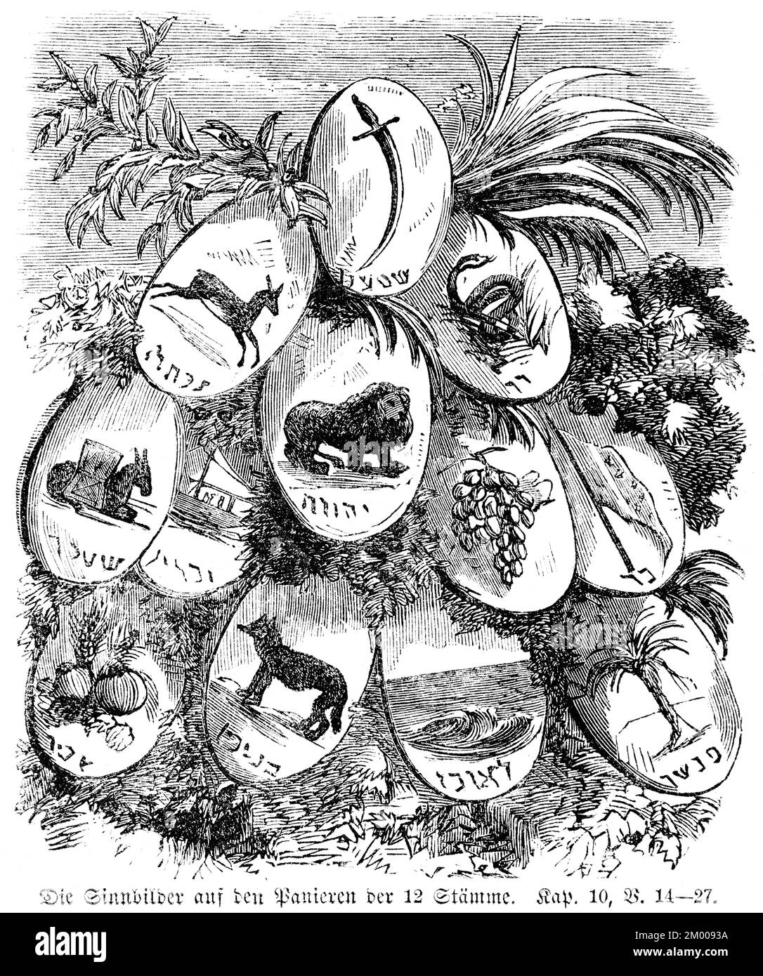 The allegories on the breading of the 12 tribes, Sinai, Issachar ...