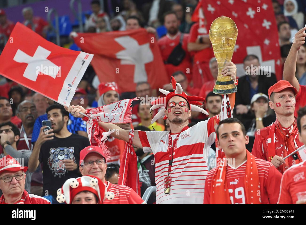 Swiss fans, football fans, jubilation, joy, enthusiasm, Serbia (SRB ...
