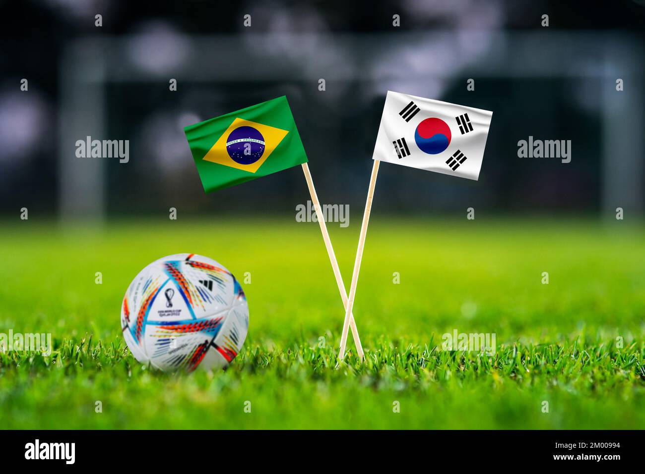 QATAR, DOHA, DECEMBER 2. 2022: Brazil - South Korea Round of 16 ...