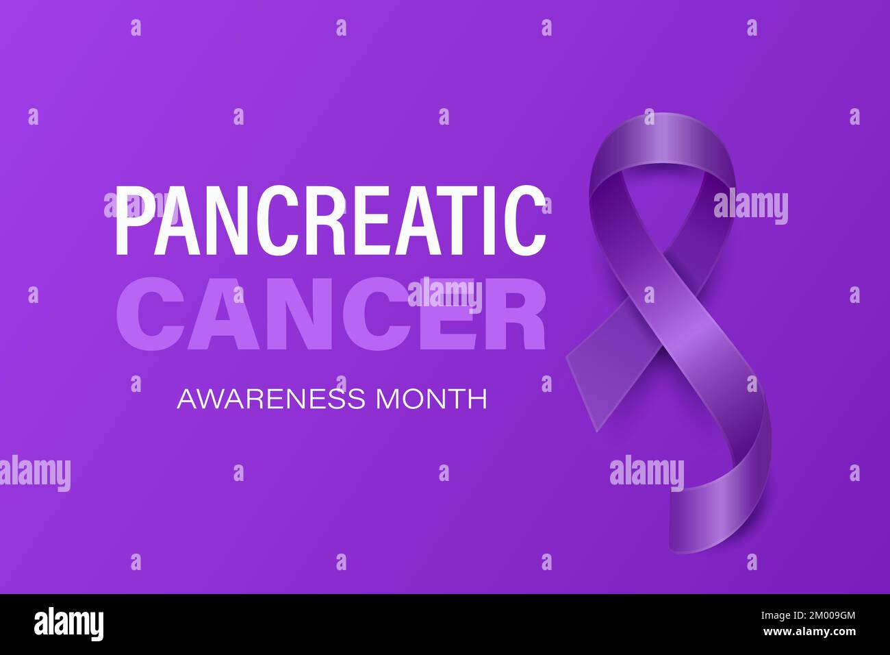Pancreatic Cancer Banner, Card, Placard with Vector 3d Realistic Purple ...