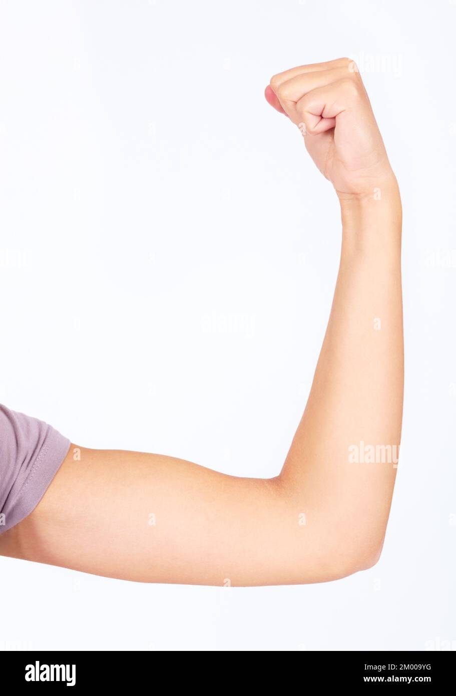 Fitness woman bicep flex fist hi-res stock photography and images - Alamy