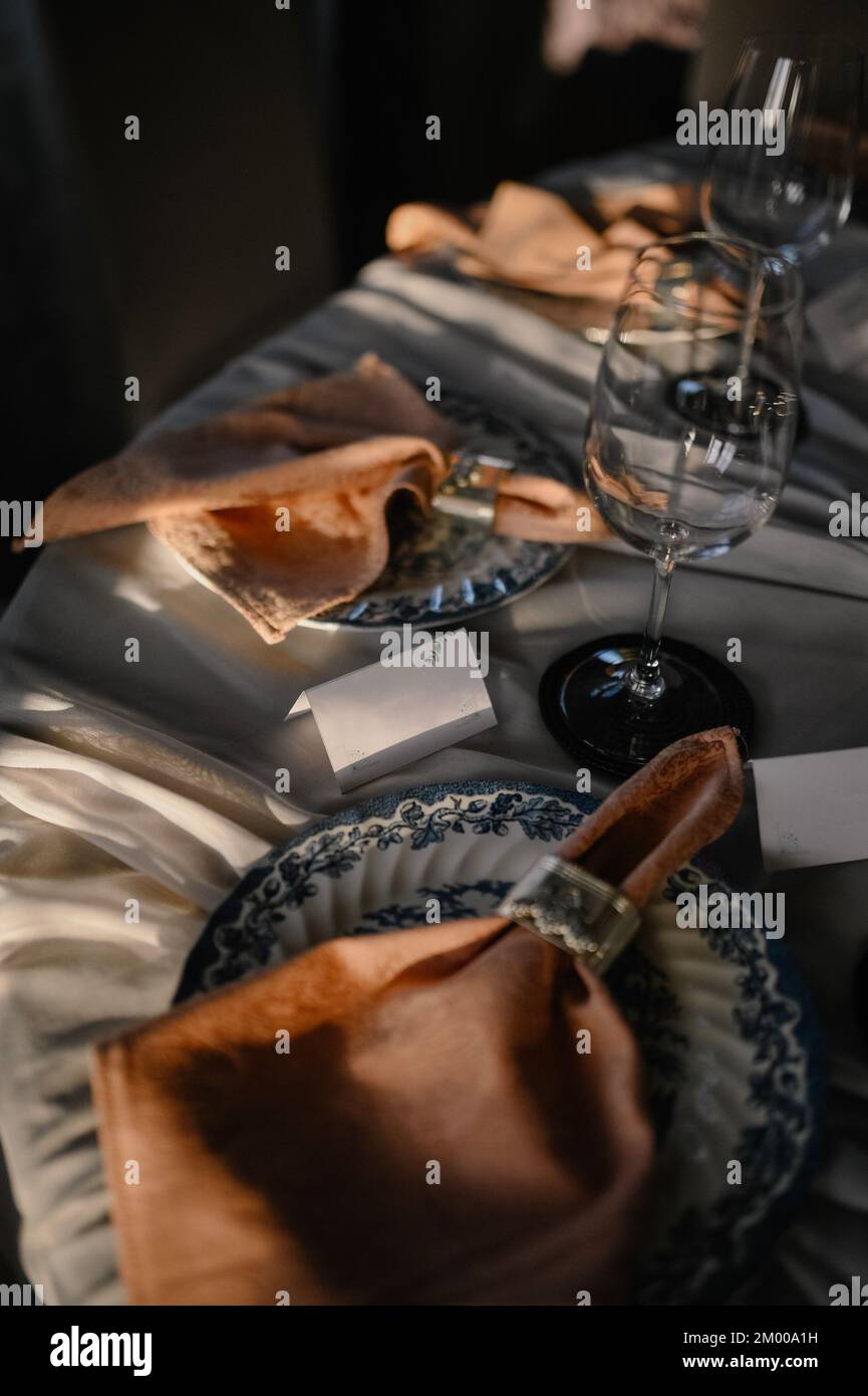 Modern wedding decoration. A beautifully decorated table for a festive ...