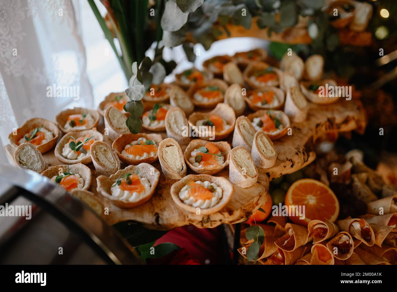 Buffet table with beautiful food for celebrations Stock Photo - Alamy