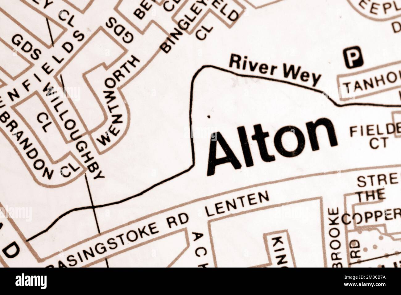 Alton village in Hampshire, United Kingdom atlas map town name - sepia ...