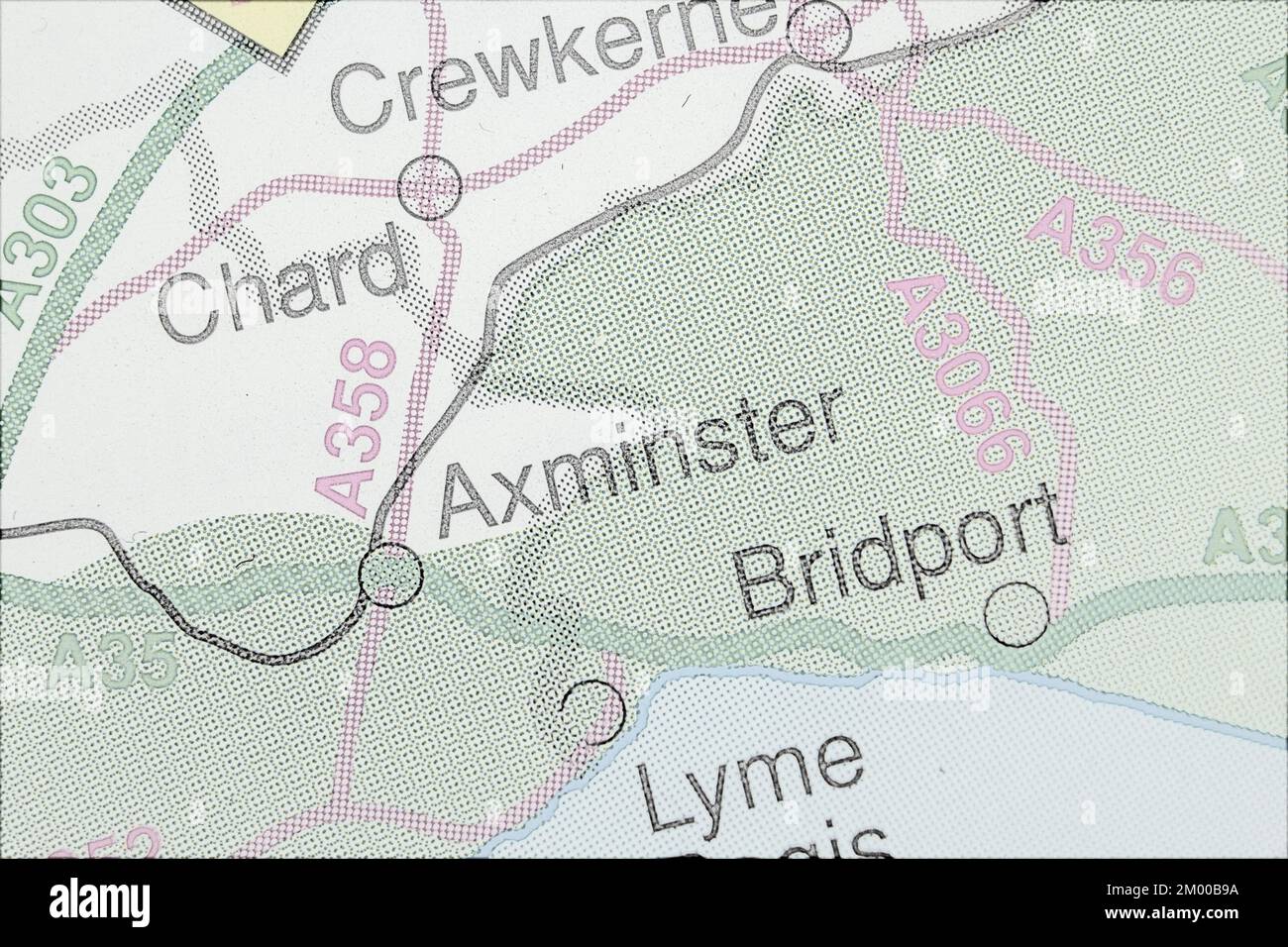 Axminster, United Kingdom atlas map town name - line drawing Stock ...