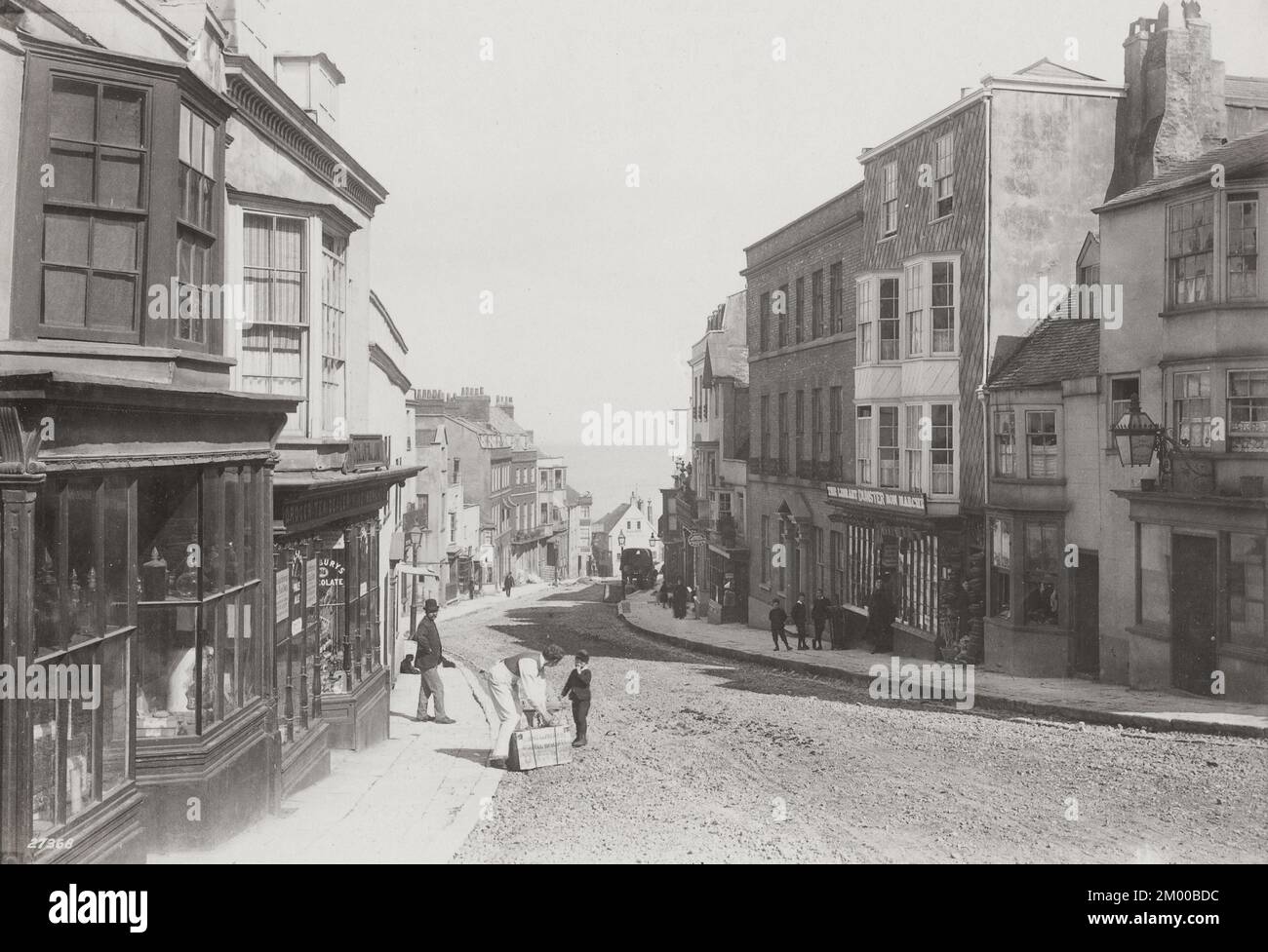 Vintage photograph - 1890 - Street in Lyme Regis, Dorset Stock Photo ...