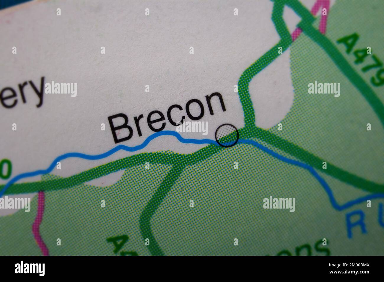 Brecon, United Kingdom atlas map town name Stock Photo - Alamy