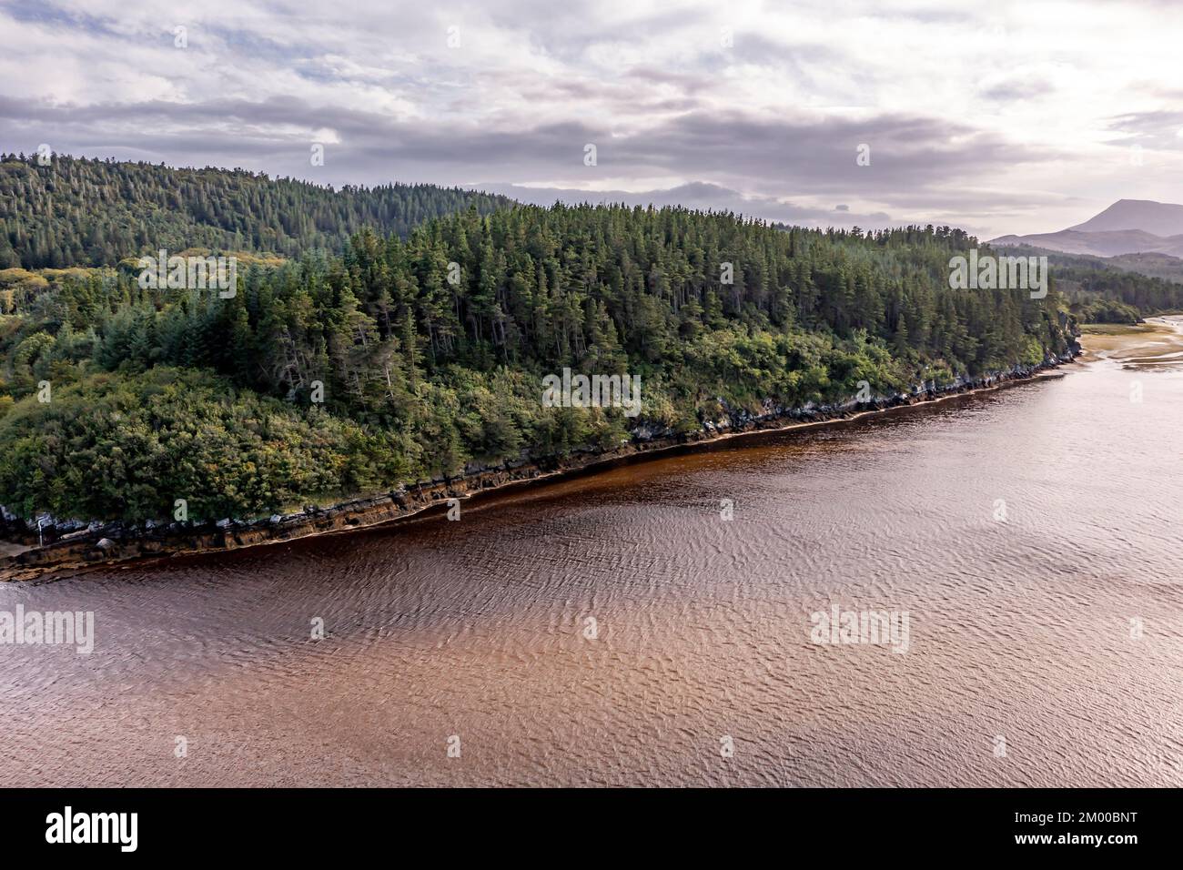 Aerial view of the beach at Ards Forest Park in County Donegal, Ireland ...