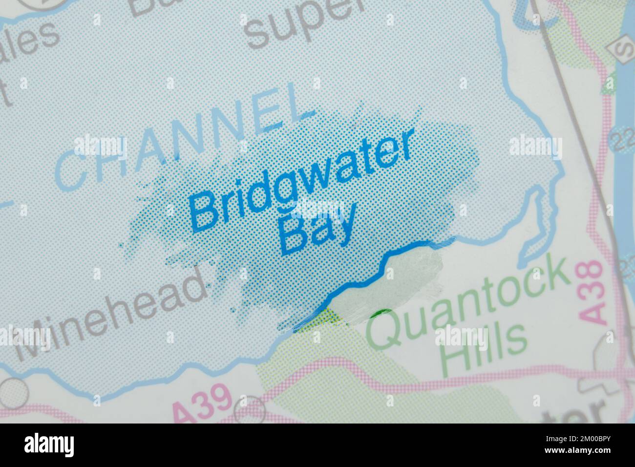 Bridgwater Bay, United Kingdom atlas map town name - paint Stock Photo ...