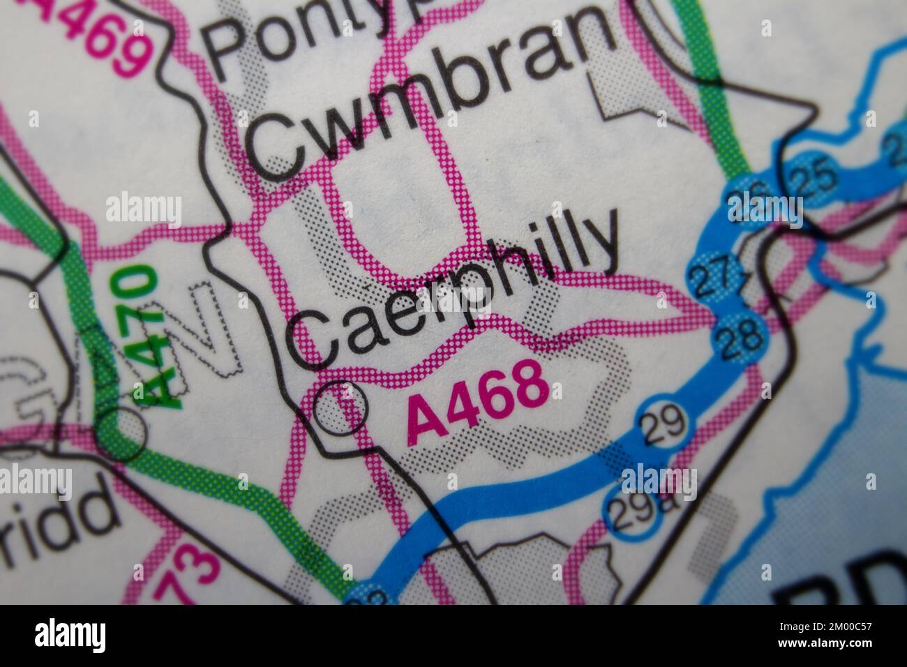 Caerphilly, United Kingdom atlas map town name Stock Photo - Alamy