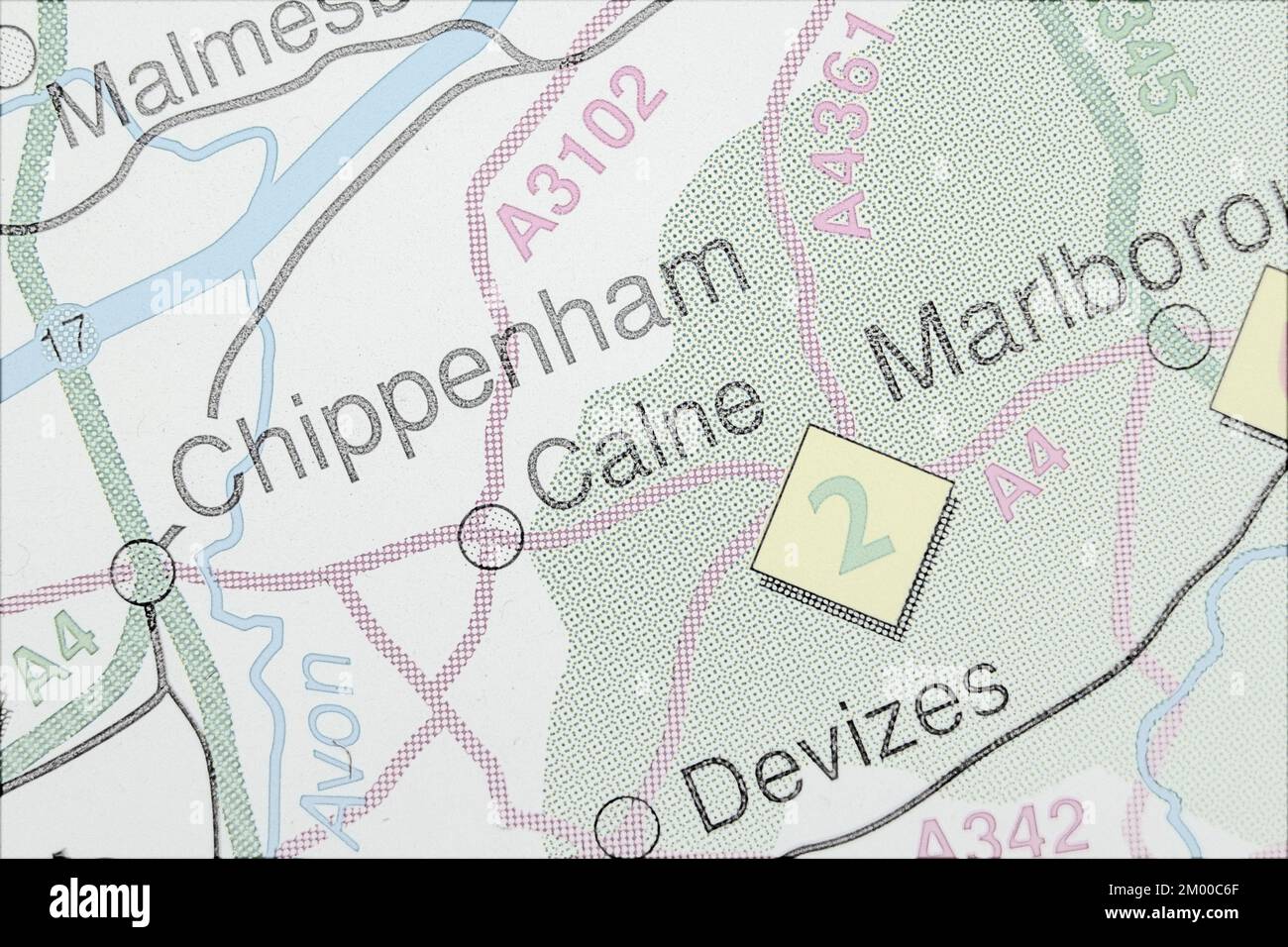 Calne, United Kingdom atlas map town name - line drawing Stock Photo ...