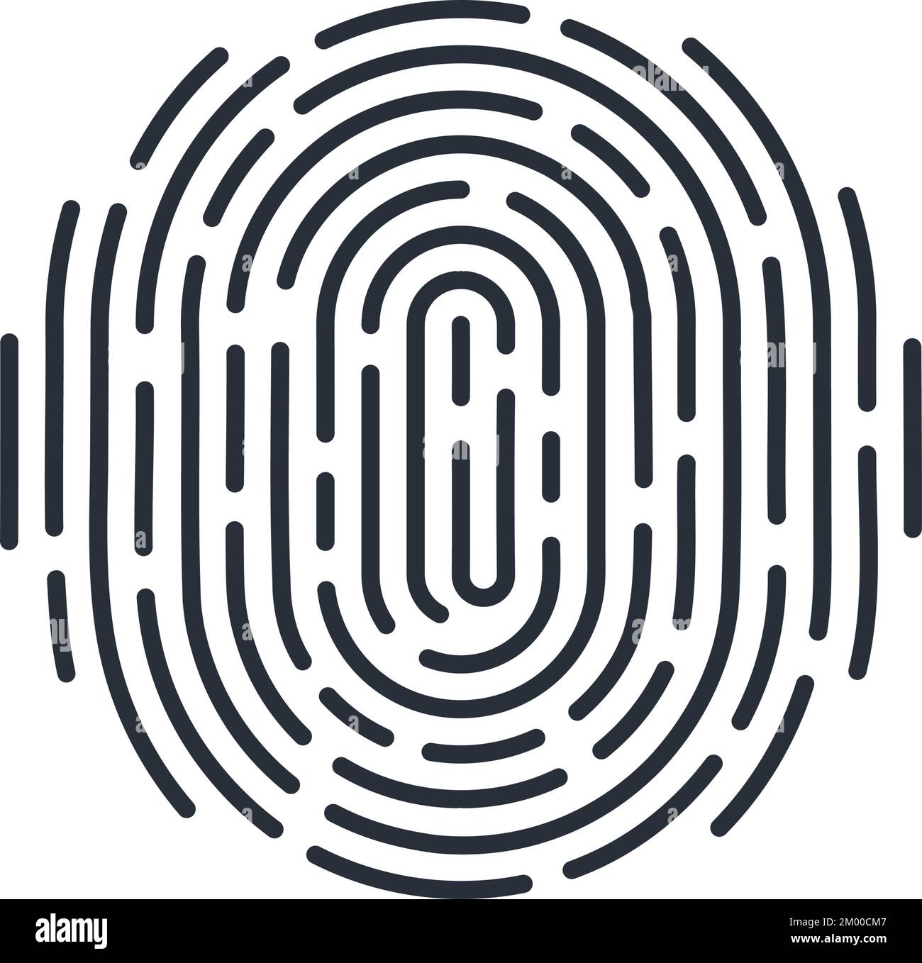 Round Bio-metric Fingerprint Icon Detailed for Security ID on White ...