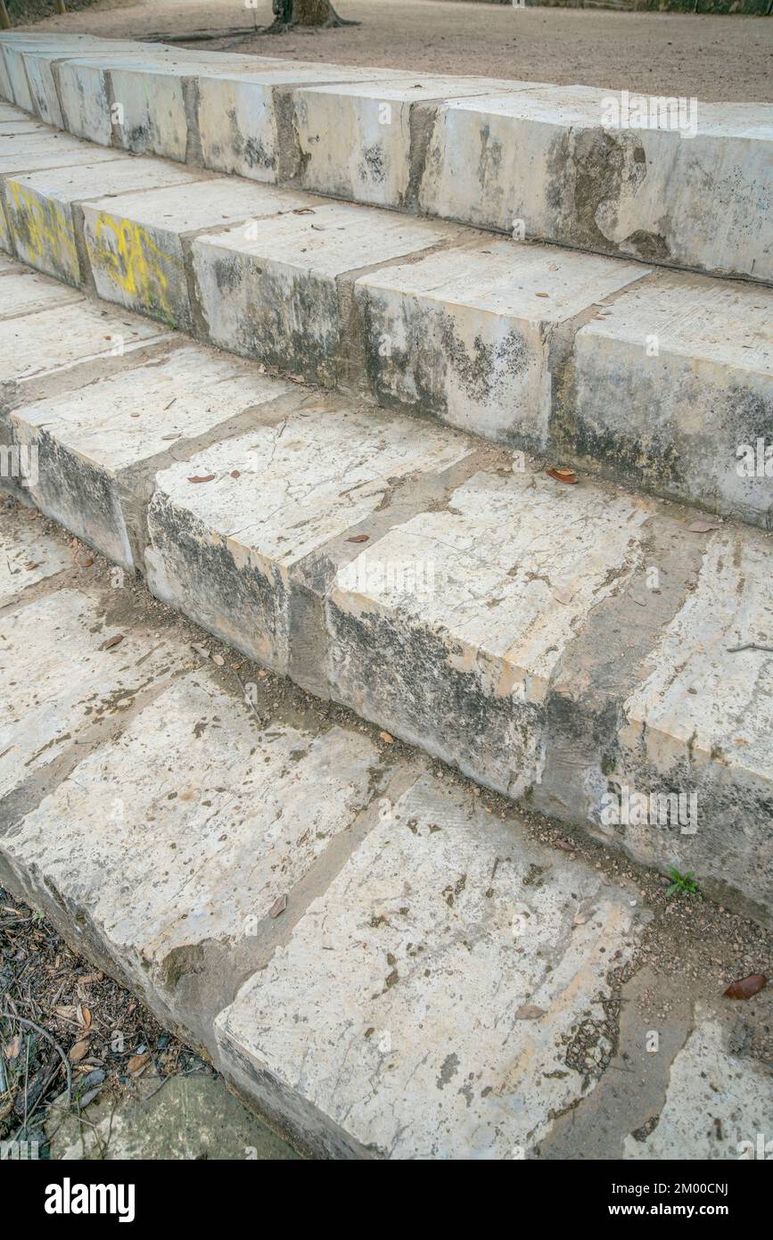 View of concrete steps near the shore of Colorado River at Auditorium ...