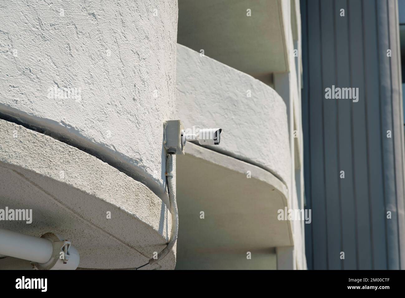 Close-up of a wall-mounted CCTV in Destin, Florida. Surveillance camera ...
