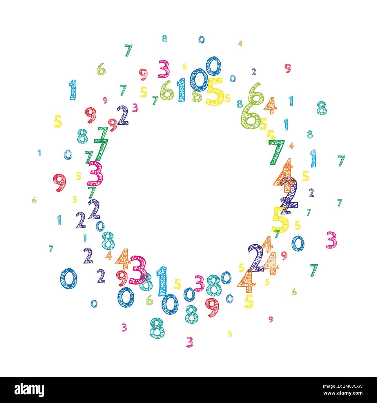 Falling colorful orderly numbers. Math study concept with flying digits ...