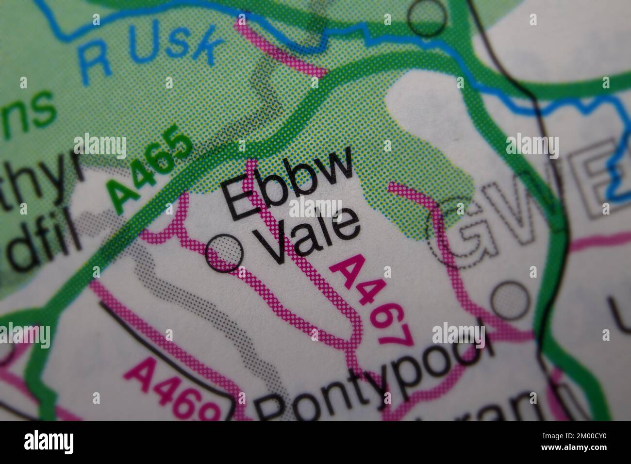 Ebbw Vale, United Kingdom atlas map town name Stock Photo - Alamy