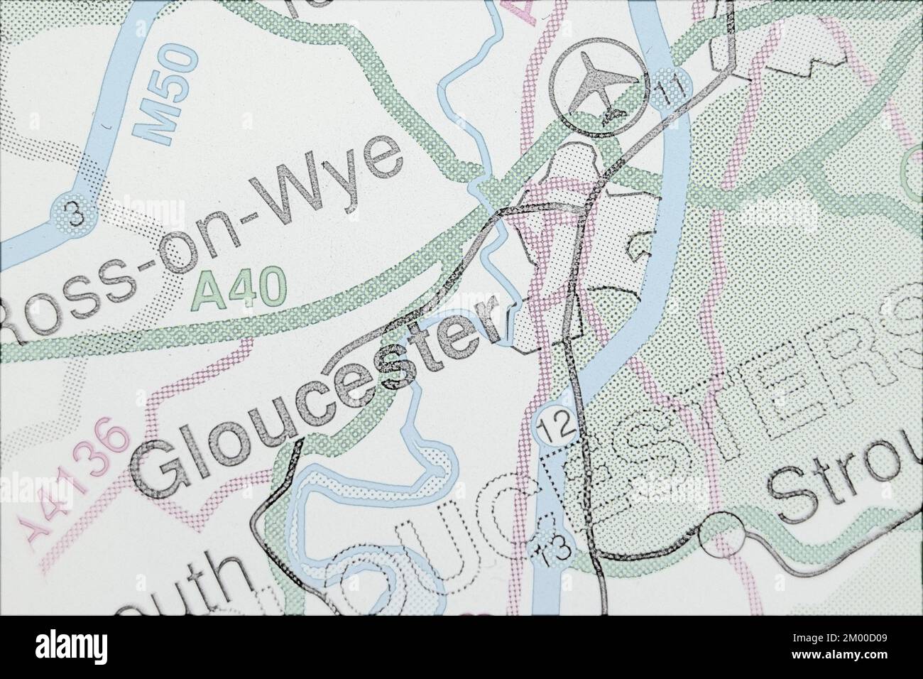 Gloucester, United Kingdom atlas map town name - line drawing Stock ...