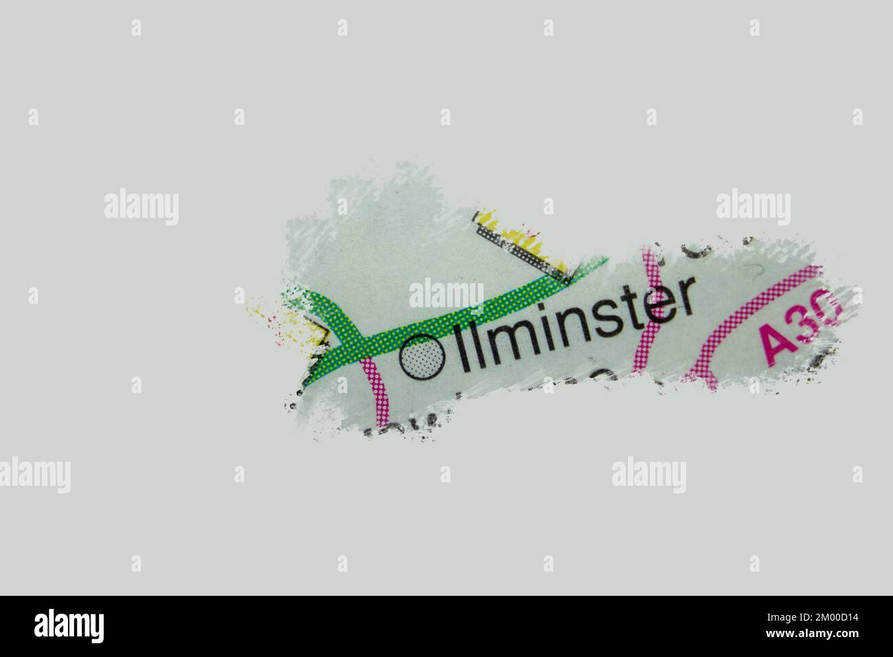 Ilminster, United Kingdom atlas map town name - painting Stock Photo ...