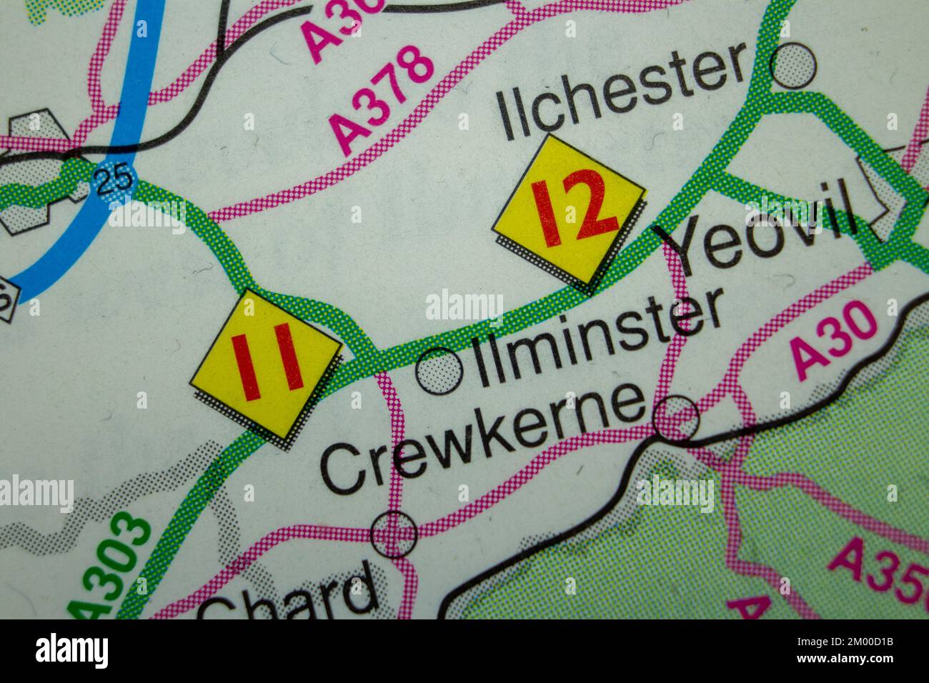 Ilminster, United Kingdom atlas map town name Stock Photo - Alamy