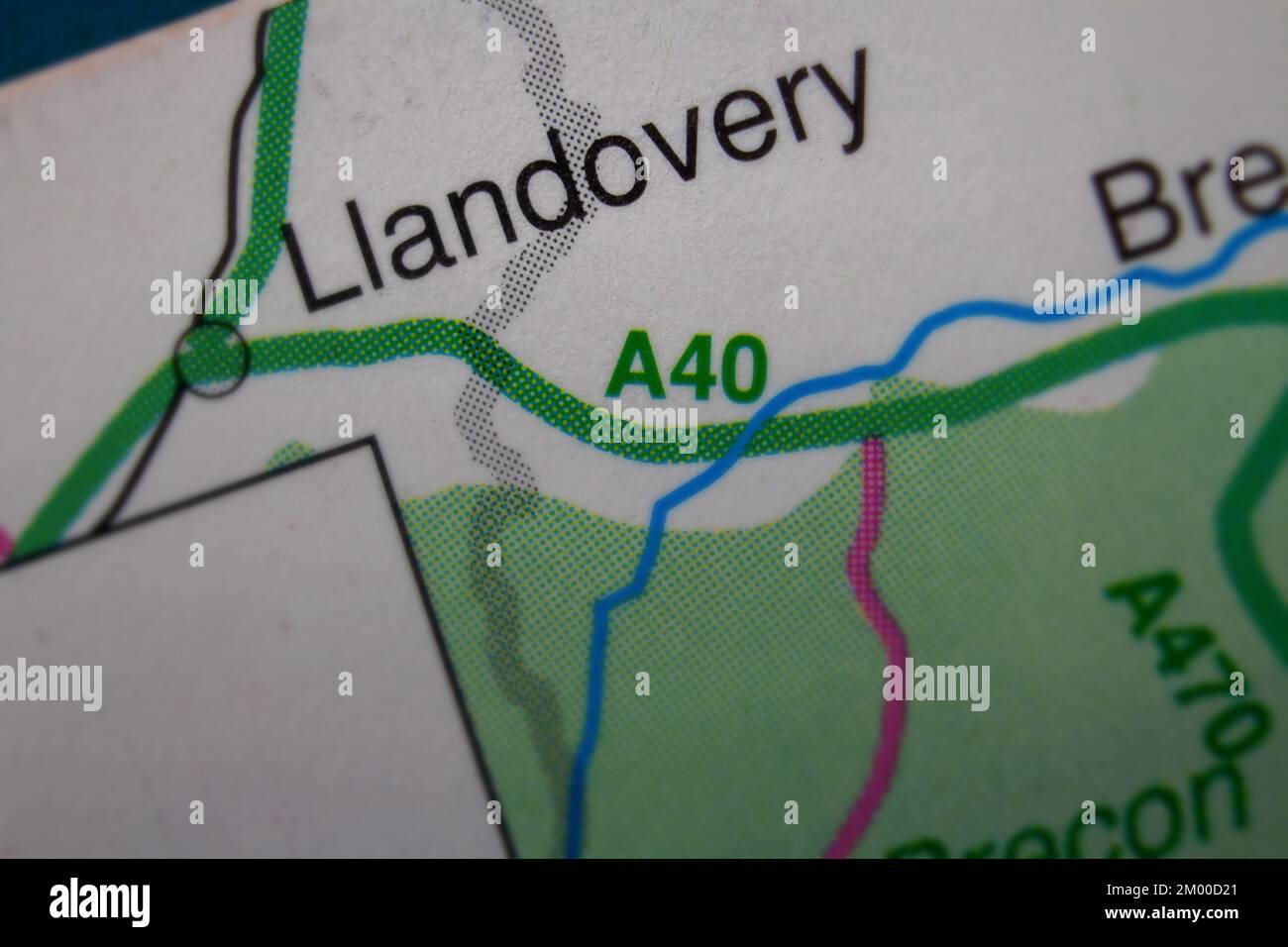 Llandovery, United Kingdom atlas map town name Stock Photo - Alamy