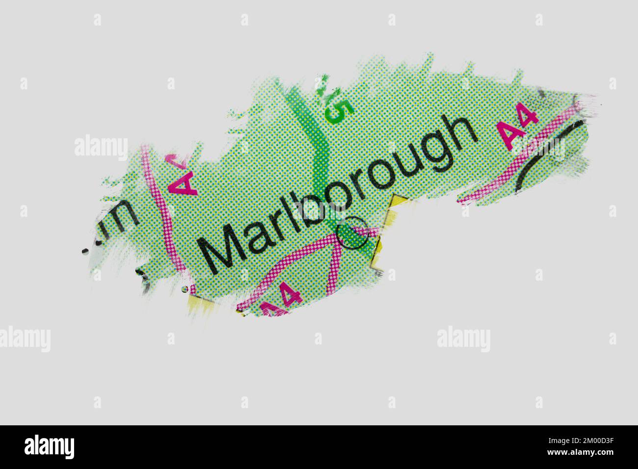 Marlborough, United Kingdom atlas map town name - painting Stock Photo ...