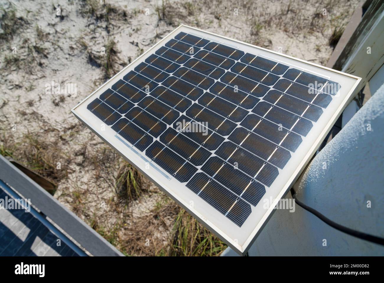 Close-up top view of a solar panel at Destin, Florida. Solar panel ...