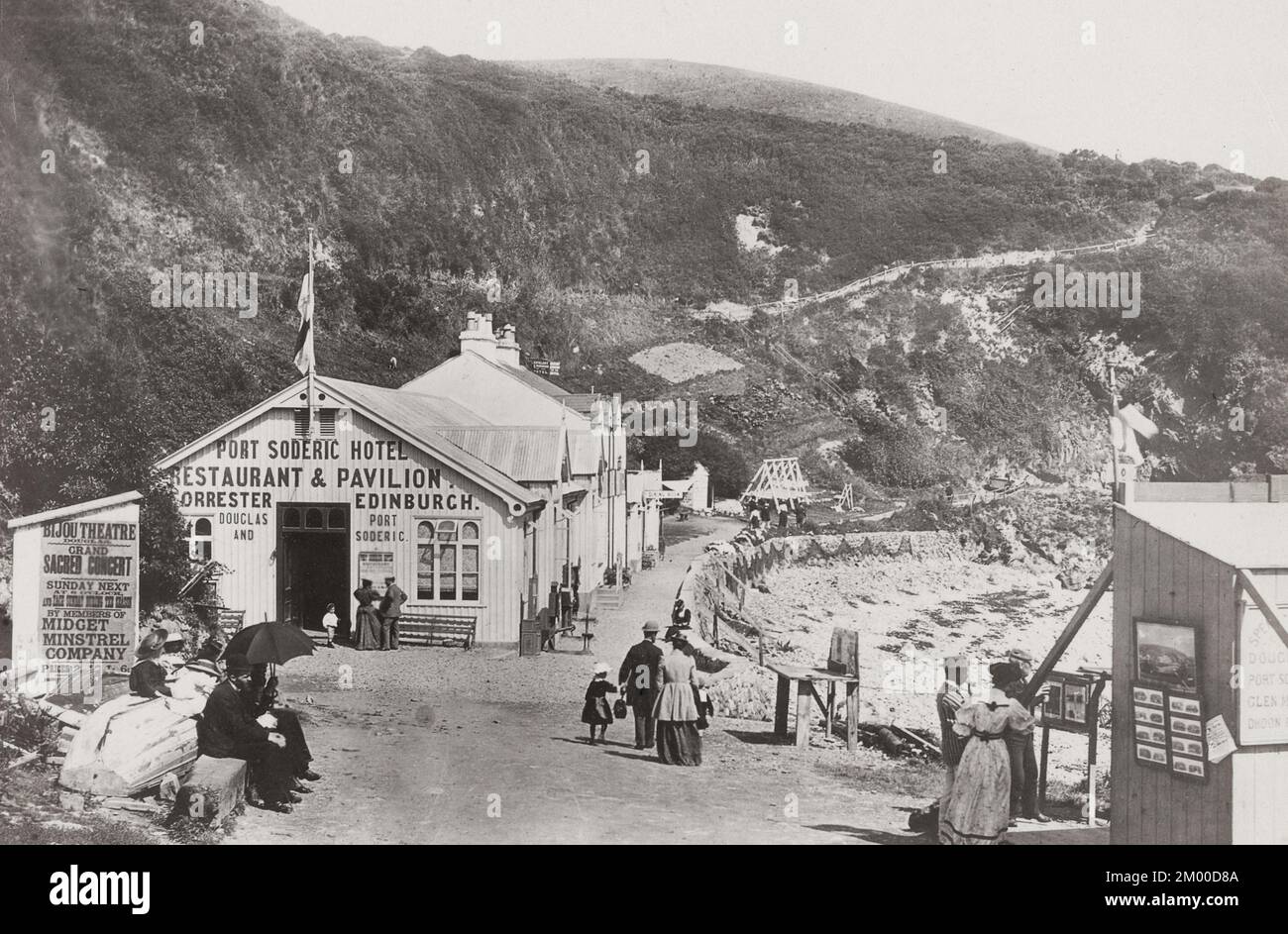 Vintage photograph - 1893 - Beach front scene and hotel, Port Soderick ...