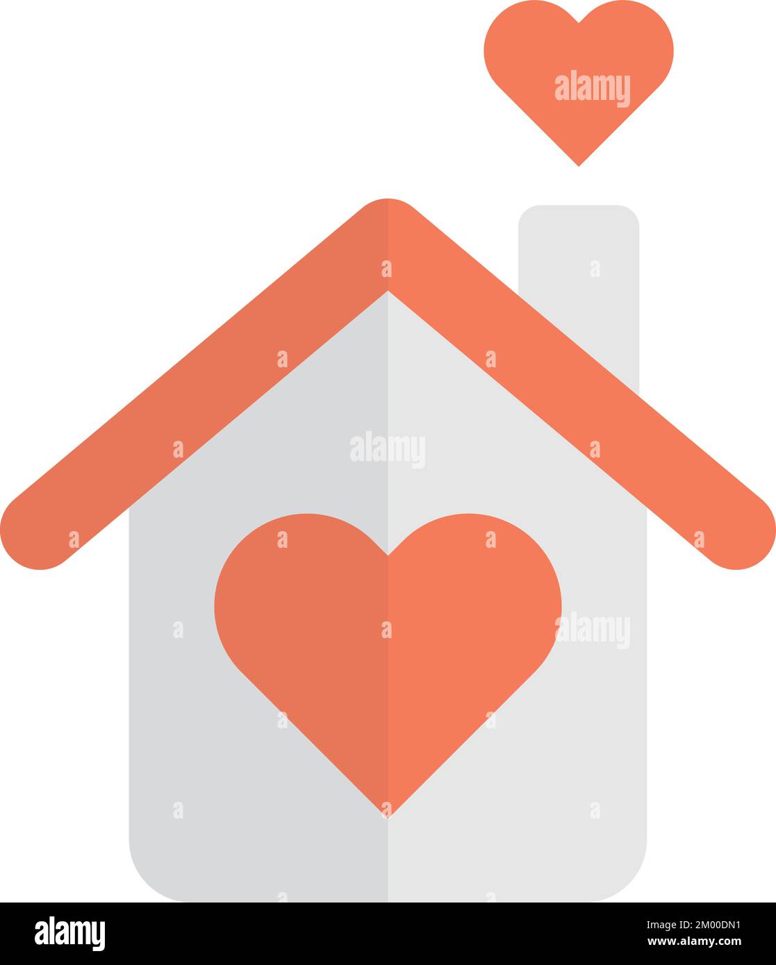 cute house and heart illustration in minimal style isolated on ...