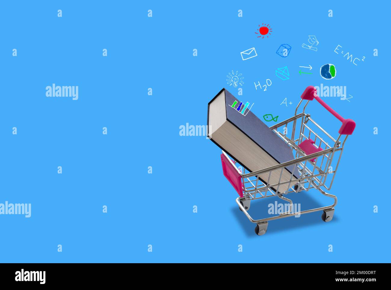Education concept, knowledge management, a book on shopping trolley ...
