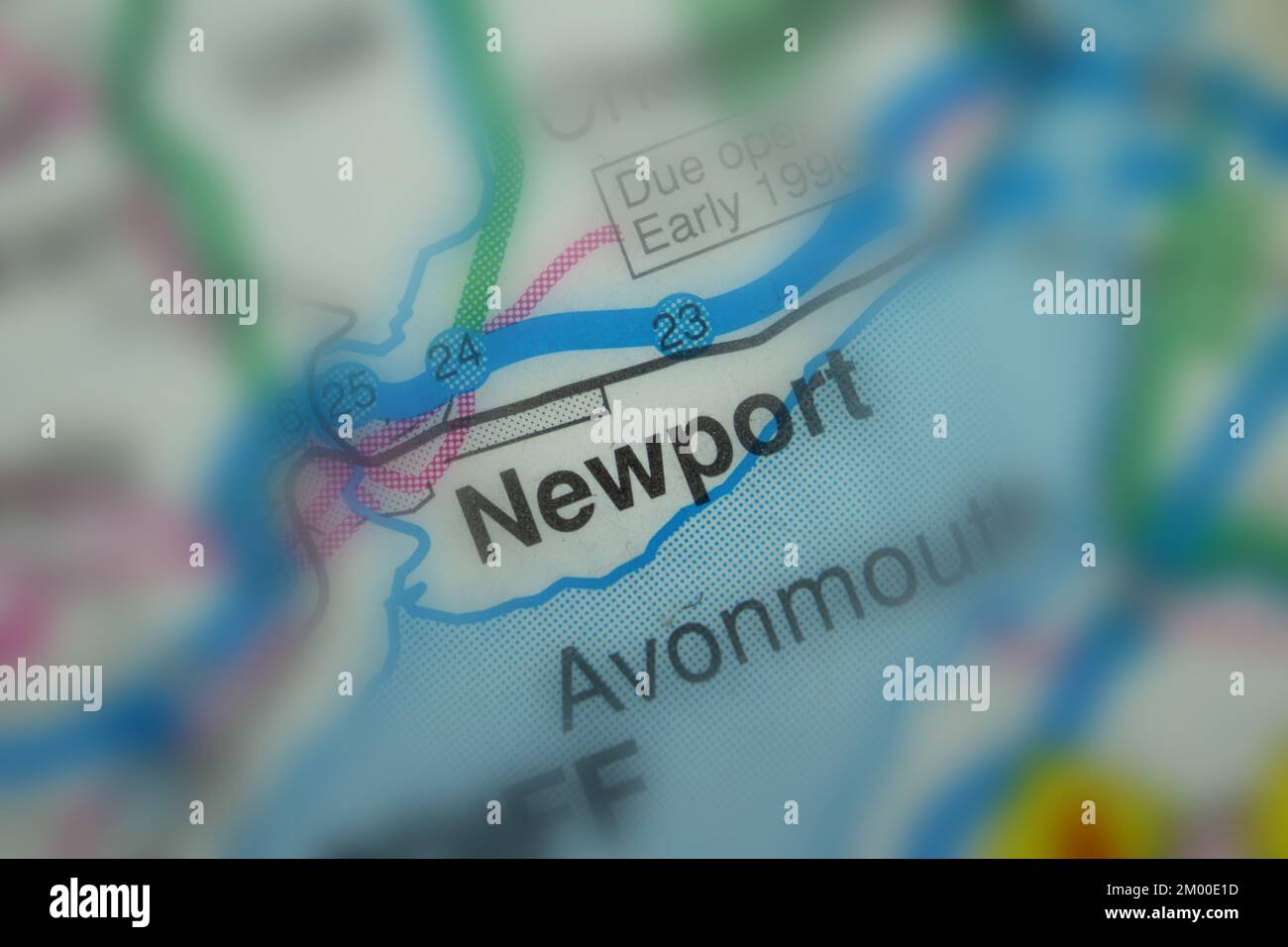 Newport, United Kingdom atlas map town name - tilt-shift Stock Photo ...