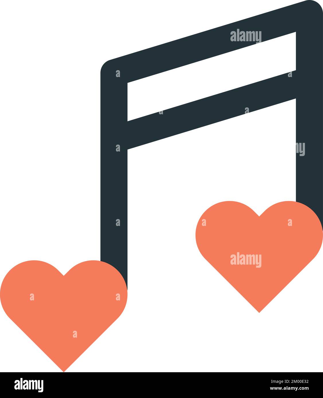musical notes and heart illustration in minimal style isolated on ...